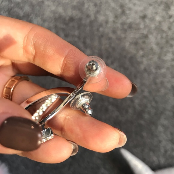 Swarovski | Jewelry | Swarovski Silver With Crystal Loop Earrings ...